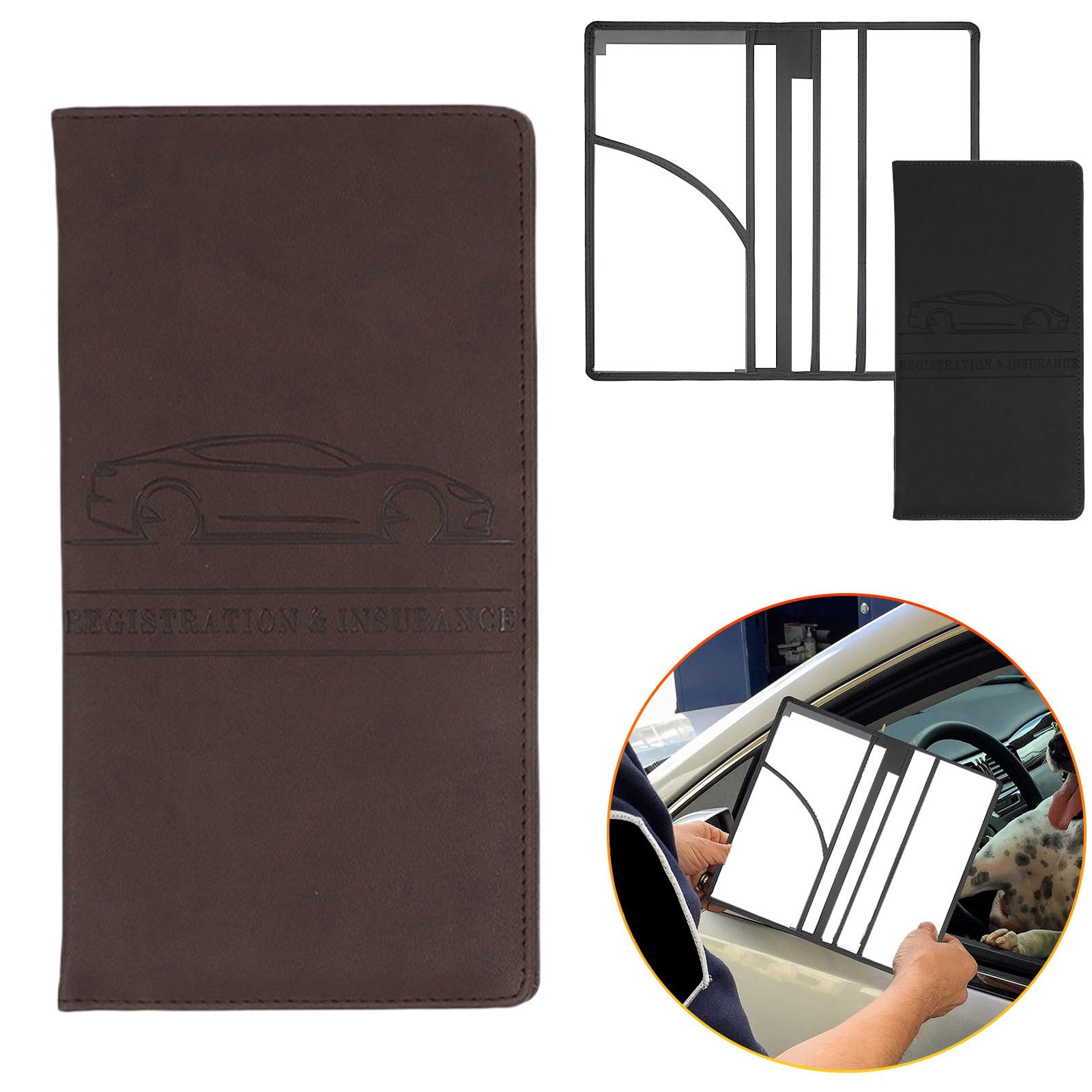 Car Document Holder Organiser, Leather Vehicle Insurance and ...