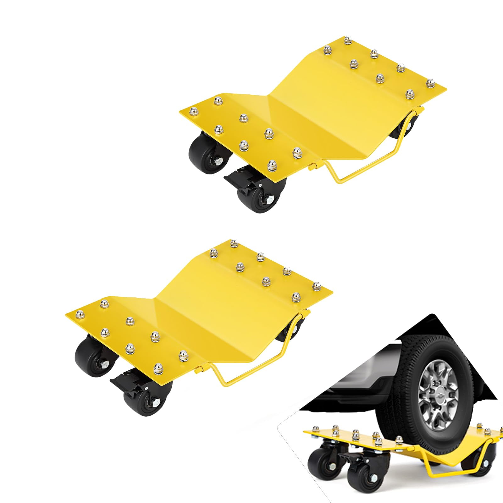 Car Dolly, Heavy Duty Car Mover Wheel Dollies with Antiskid Plate & 360 Degree Rotatable Wheel ...