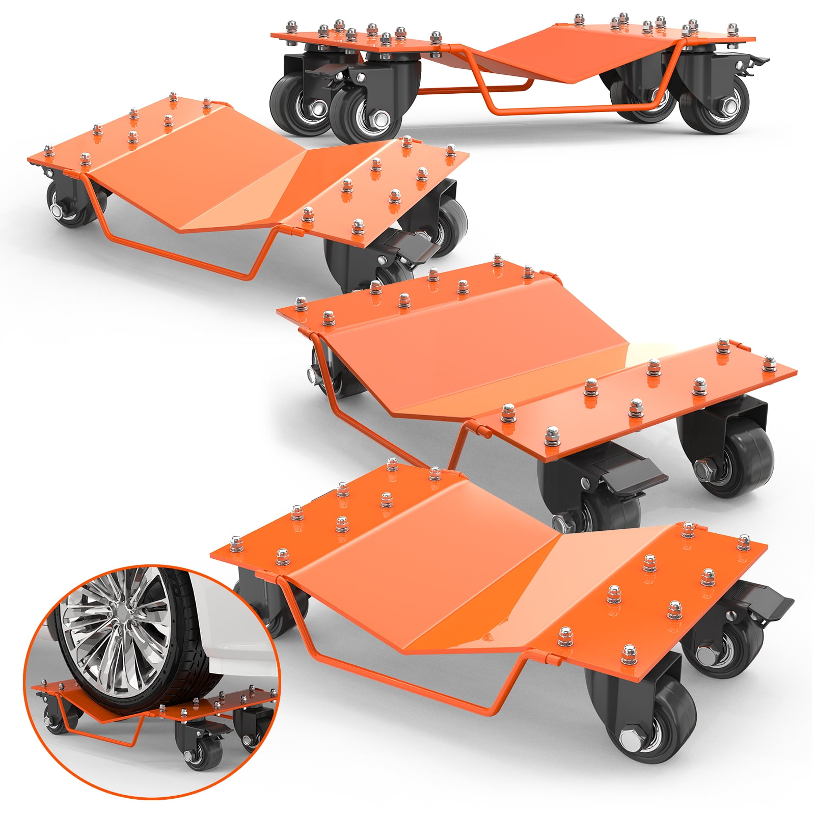 Car Dolly Set of 4 Piece, 8000 Lbs Wheel Dolly, Heavy Duty Vehicle ...
