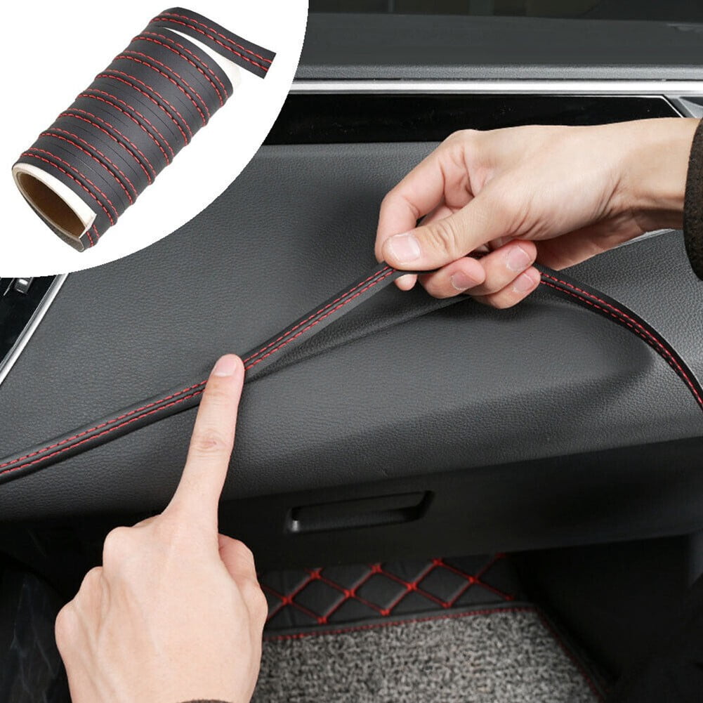 Car Door Dashboard Gap PU Leather Line Strip Sticker Mouldings Trim ...