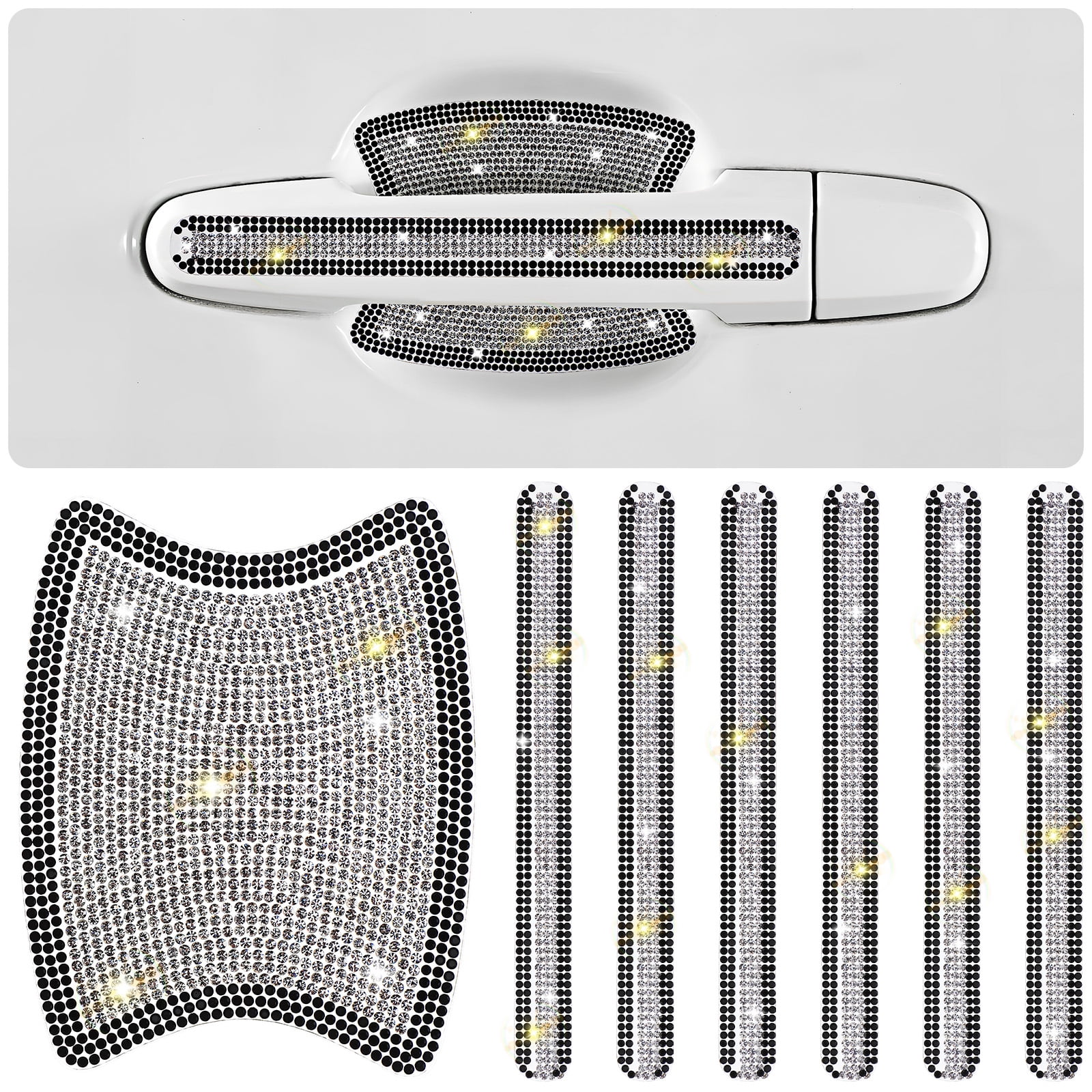 1 Set Car Door Handle Protectors Rhinestone Anti-Scratch for Home Use ...