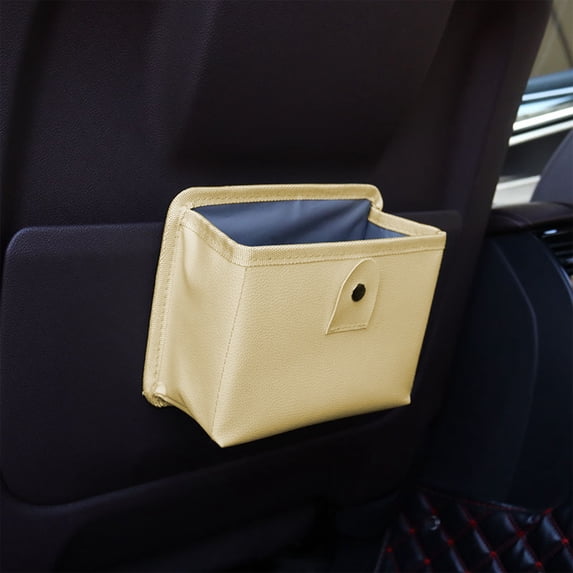 Car Door Hanging Trash Can Foldable Leather Storage Bag Multifunctional ...
