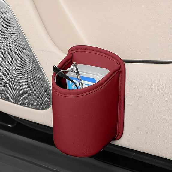 Car Door Side Storage Box | Leather Seat Back Organizer with Cup Holder ...