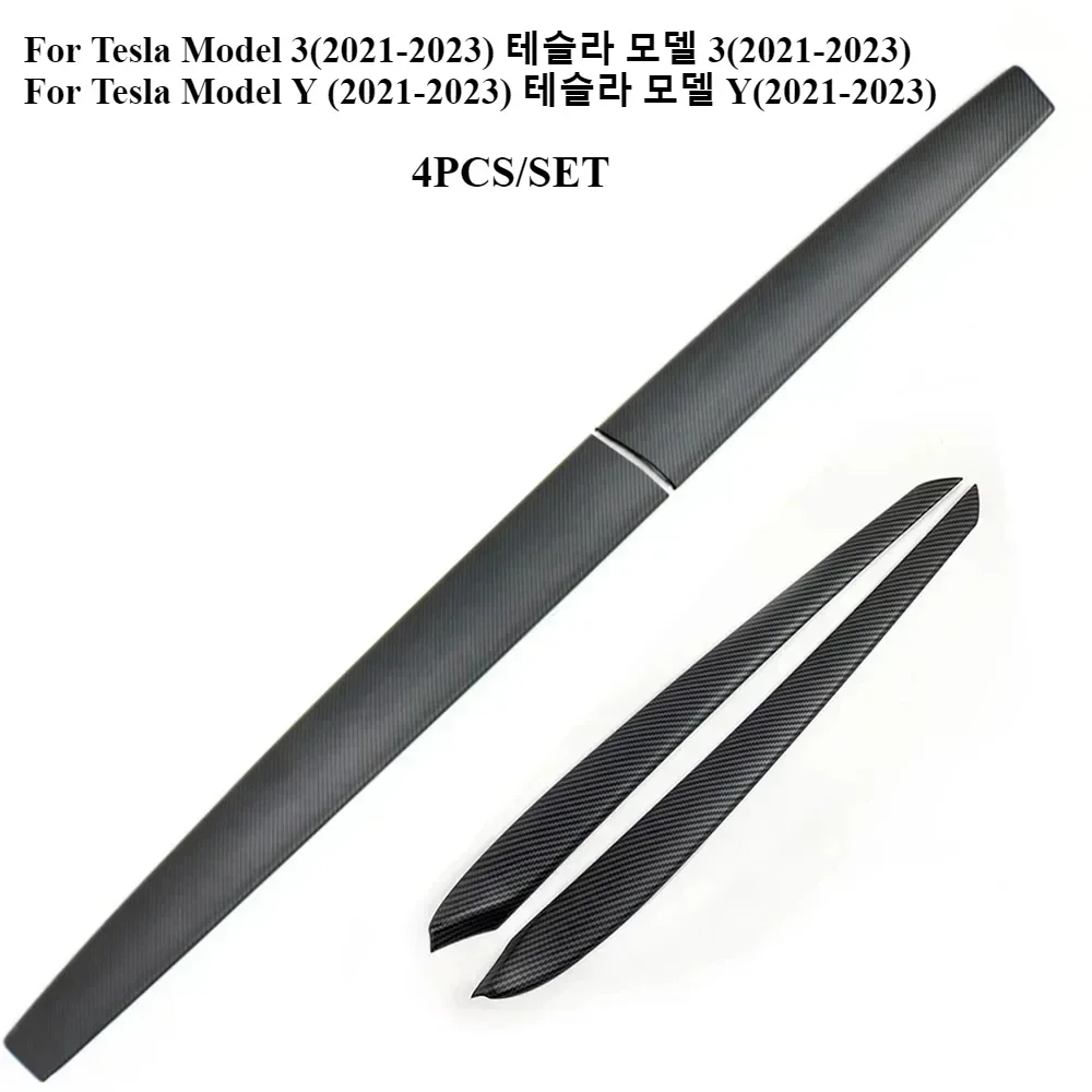 Car Door Side Trim Dashboard Cover For Tesla Model 3 Y Carbon Fiber ...