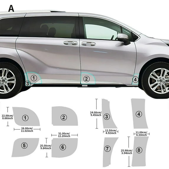 Car Door Sills Triangle Protective Film for Toyota Sienna 2021-2024 PPF ...