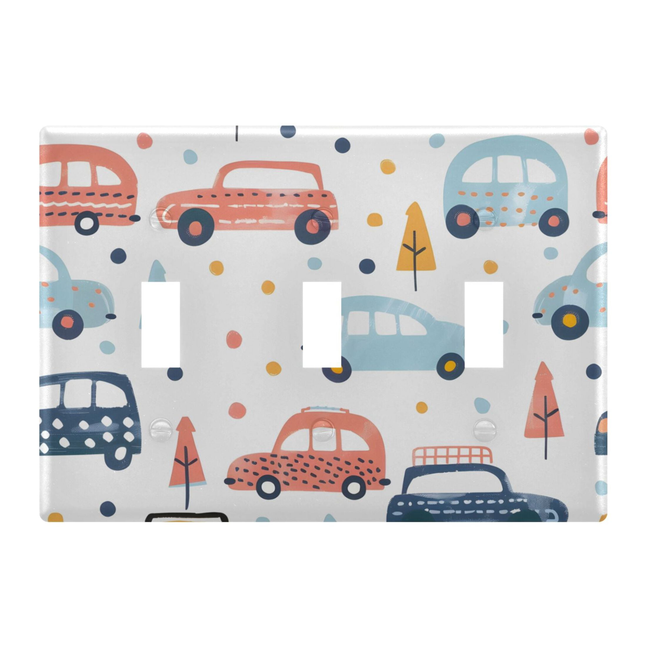 Car Dot Tree Light Switch Plate Covers 3 Gang Wall Plate Plastics ...