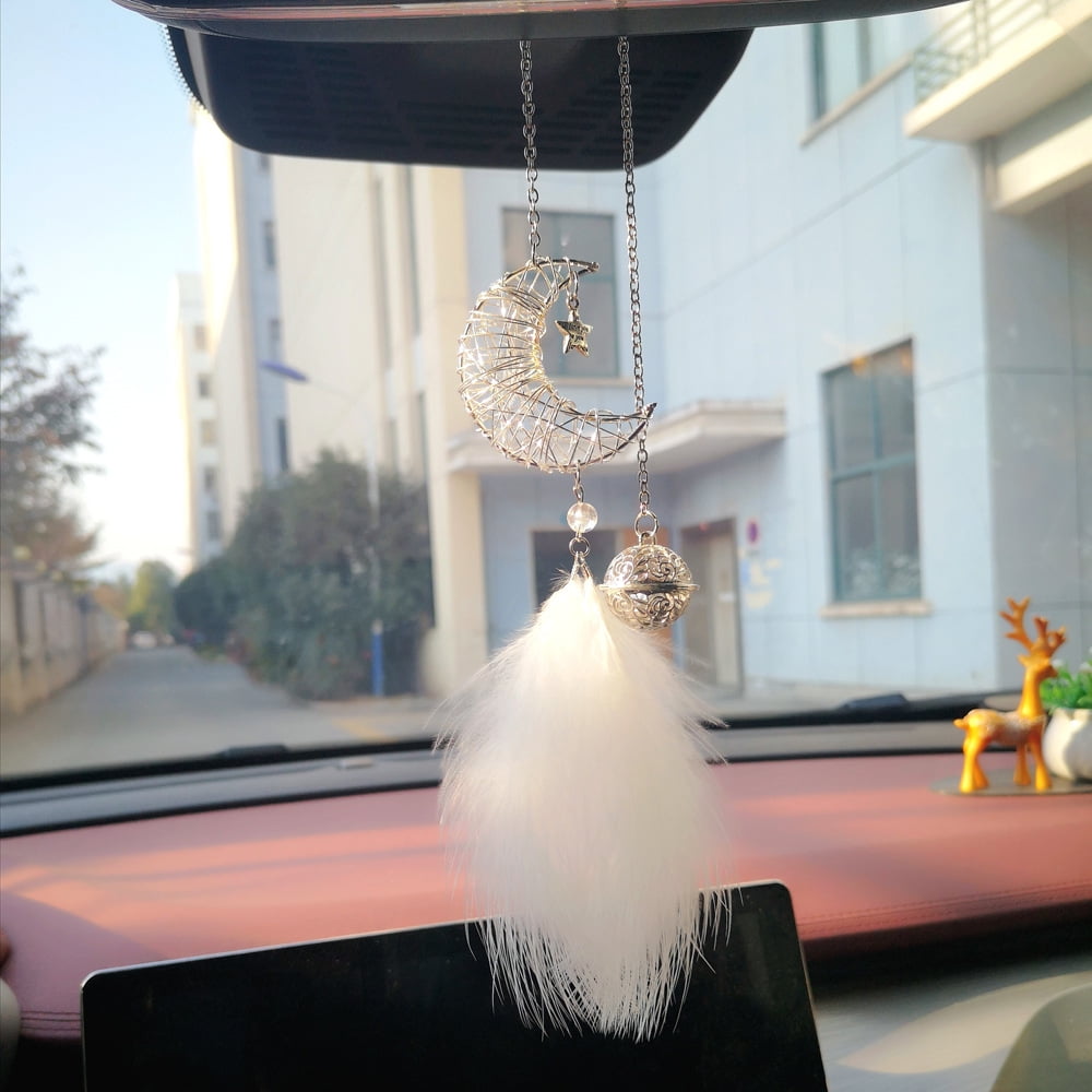 Car Dream Catcher Feather Pendants White Pink Fluffy Feather Soft ...