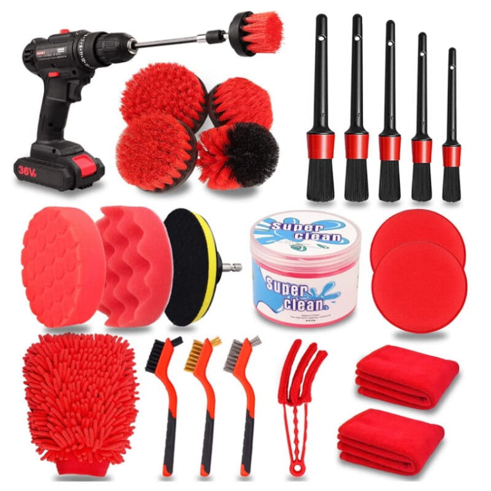 Car Drill Polishing Pad Kit, Car Detailing Brush Set,Car Cleaning Tool ...