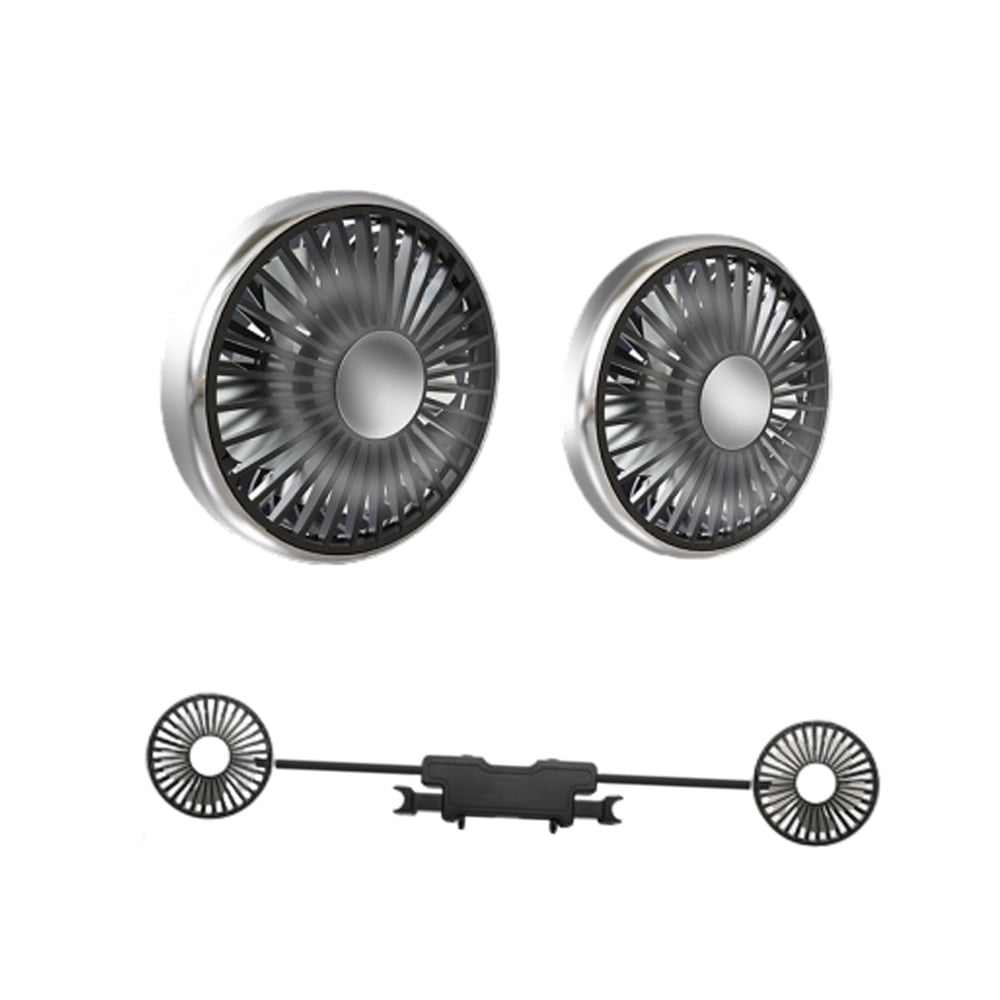 Car Dual Head Fan Car Seat Back Rest Fan With Lights Double Head Multi ...