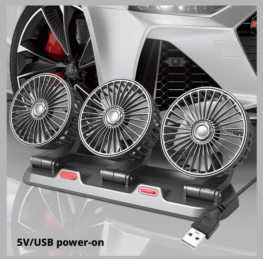 Car Electric Cooling Fan 3 Head Automotive Silent Fan USB/12V/24V 2 ...