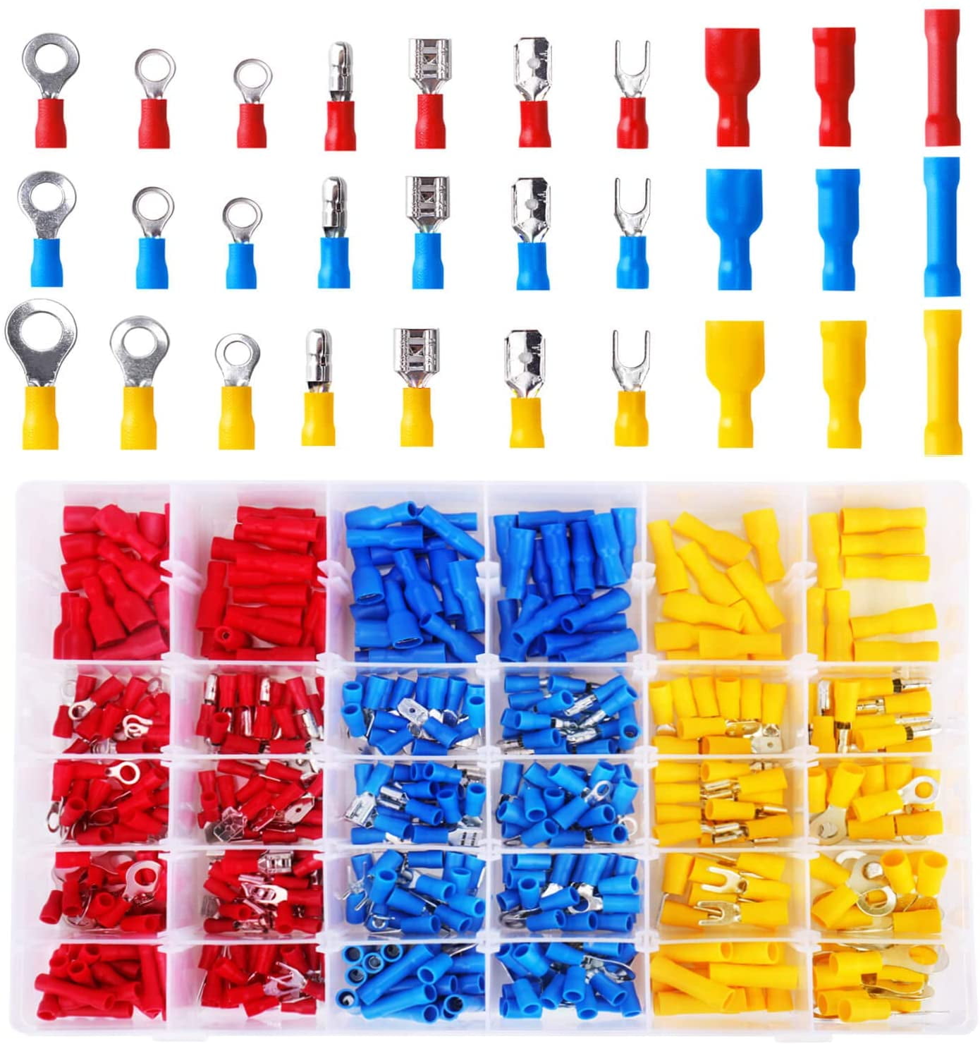 Car Electrical Lugs, 500Pcs Crimp Lug Include Bullet Spade Forks And ...