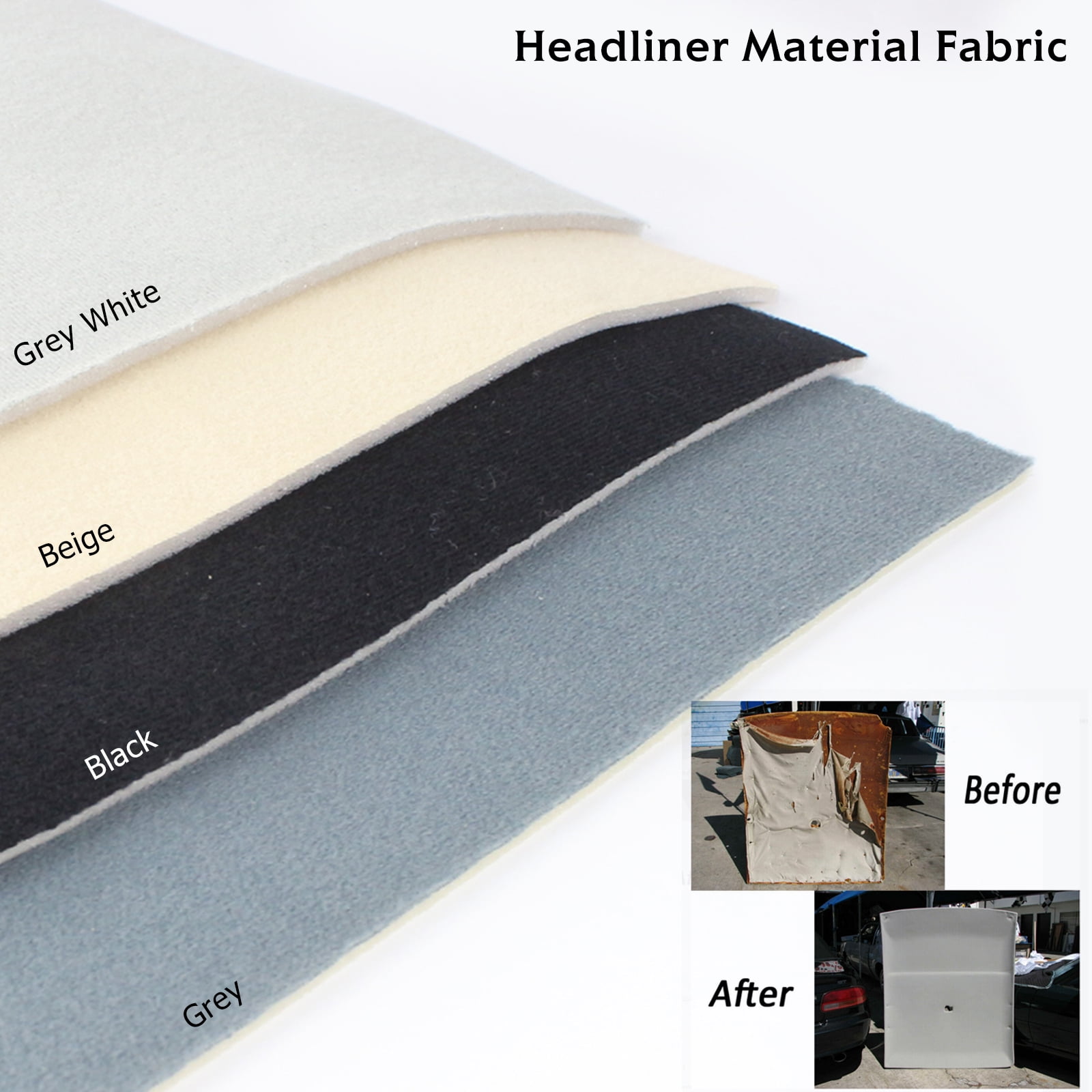 Car Elements Headliner Fabric Replacement with 1/8" Foam Backing Beige ...