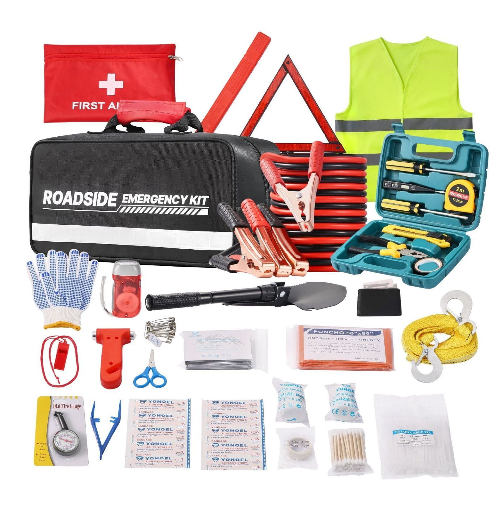 Car Emergency Kit 31 Pcs, Roadside Assistance Kit with First Aid ...