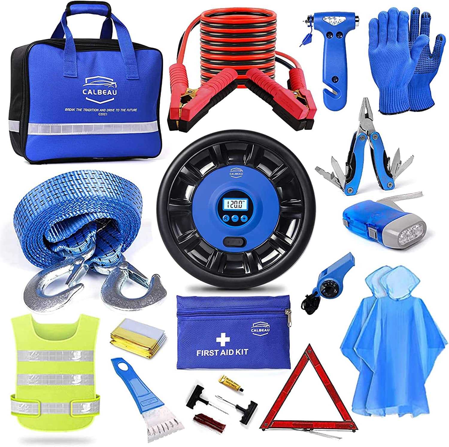 Car Emergency Kit, Emergency Roadside Car Safety Kit with Air ...