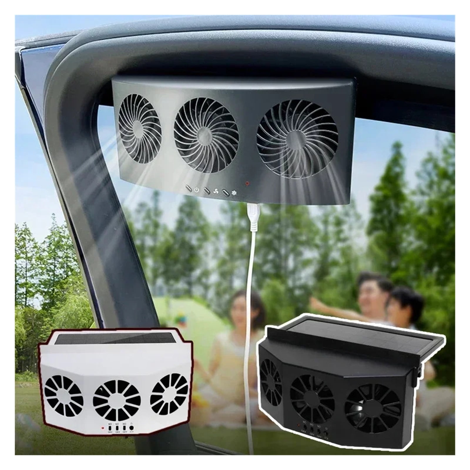 Car Exhaust Fan USB Rechargeable/solar Air Circulation Cooling and Heat ...