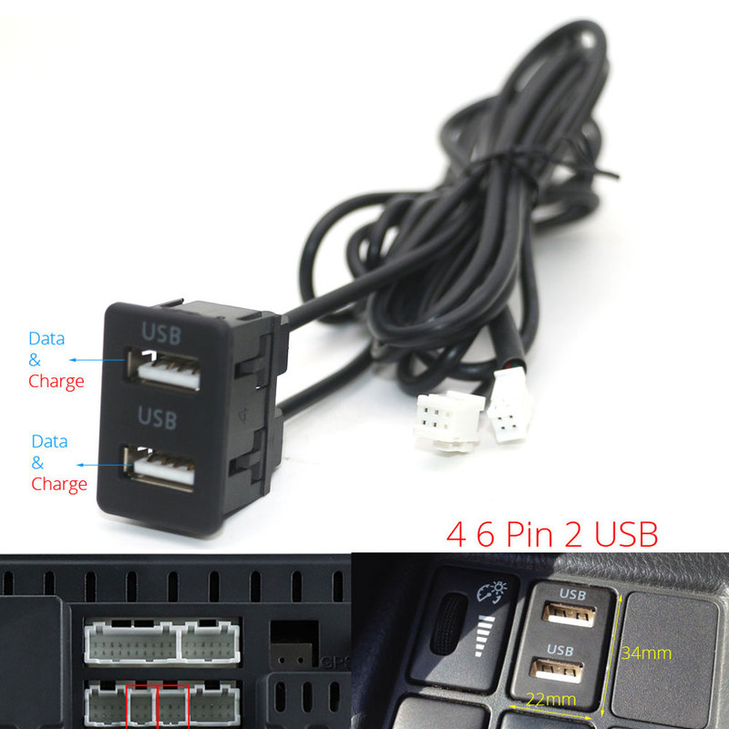 Car Extension DIY Dash Flush Mount 3.5mm AUX USB Type C Port Switch Panel Cable Adapter for ...