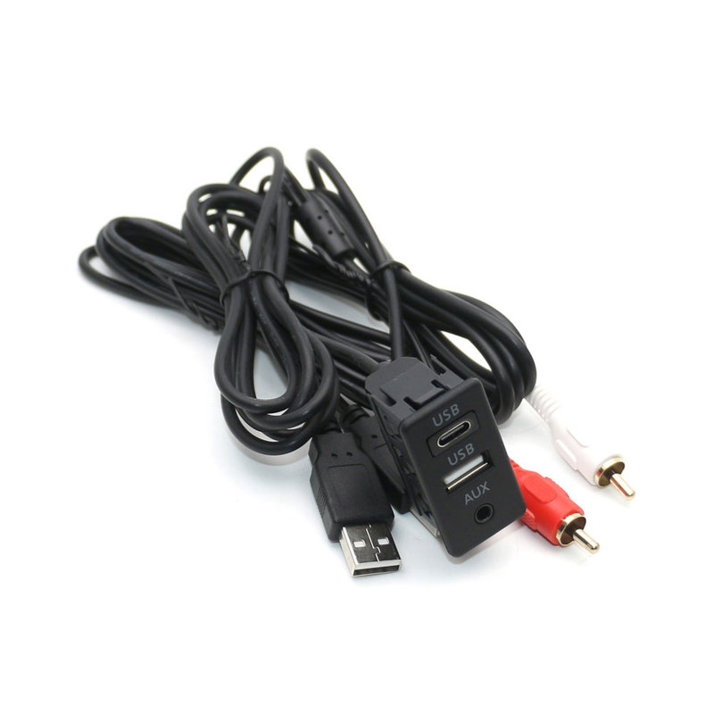 Car Extension DIY Dash Flush Mount 3.5mm AUX USB Type C Port Switch ...