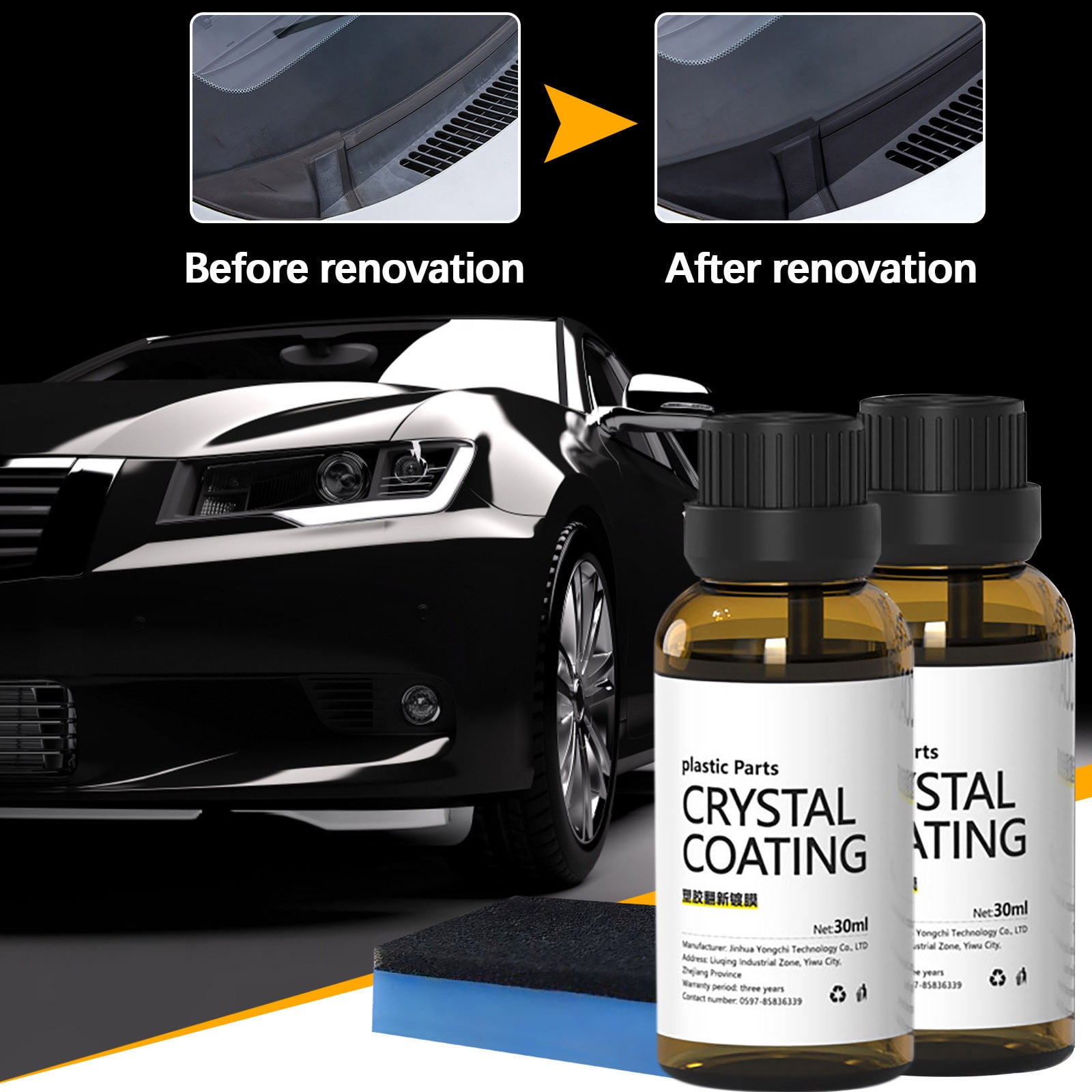 Car Exterior Restorer for Plastic Parts – 30ml + 30ml Refurbish Agent ...