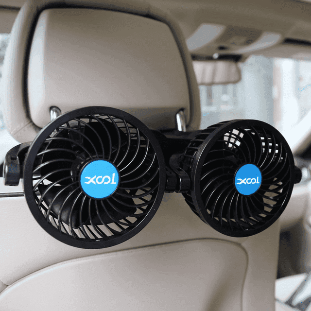 Car Fan, 12 Volt Fan for Backseat, Headrest 360°Rotatable Dual Head ...