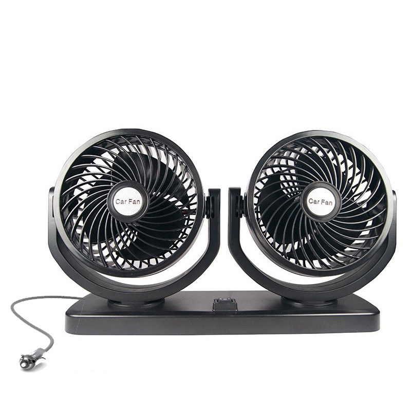 Car Fan 12V / 24V Portable Auto Cooling Fan Dual Head Rotatable Vehicle ...