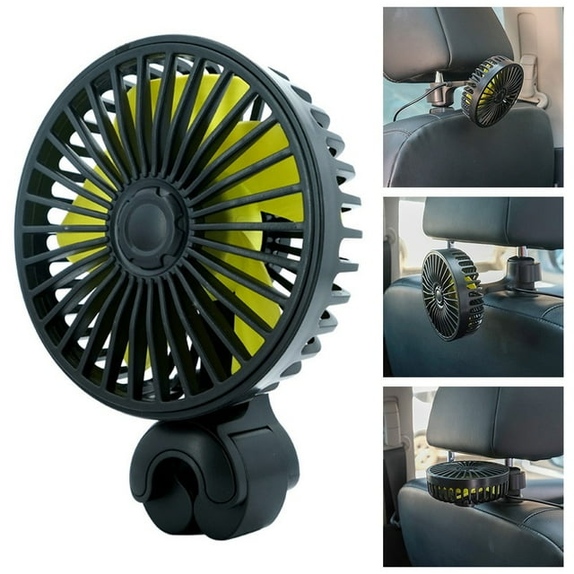 Car Fan 12V Electric Fan For Rear Seats Car 3 Adjustable Wind Speeds ...