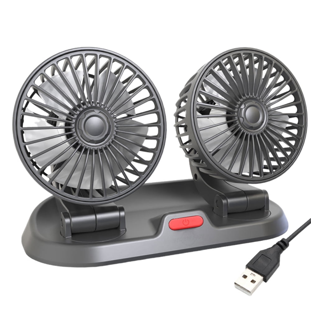 Car Fan 5V USB Dual Head Fan Portable Small Electric Cooling Fan 360 ...