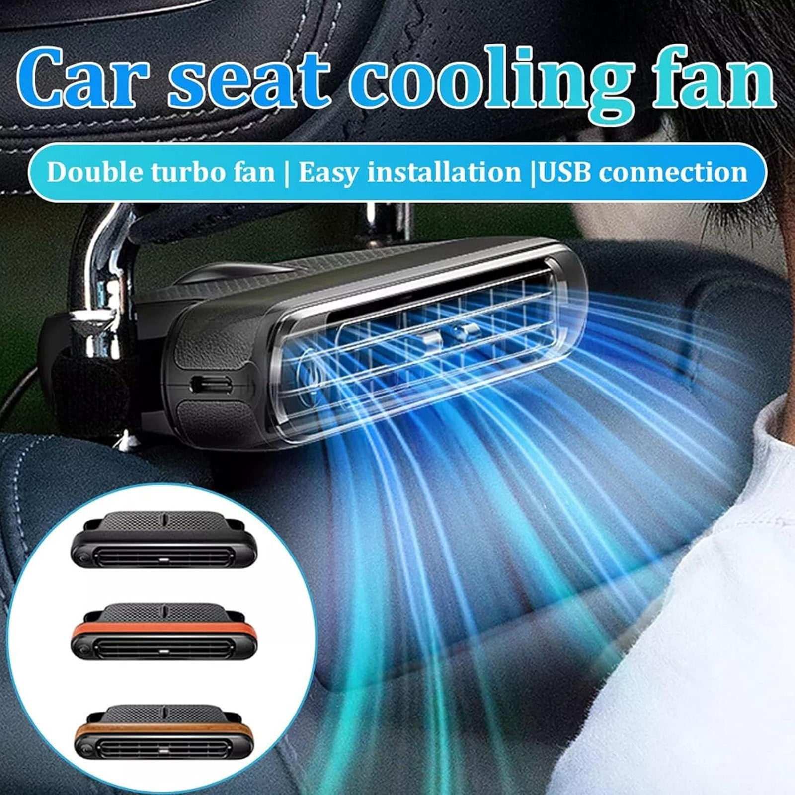Car Fan Car Seat Fan Usb Powered Headrest Mounted High Wind Portable ...