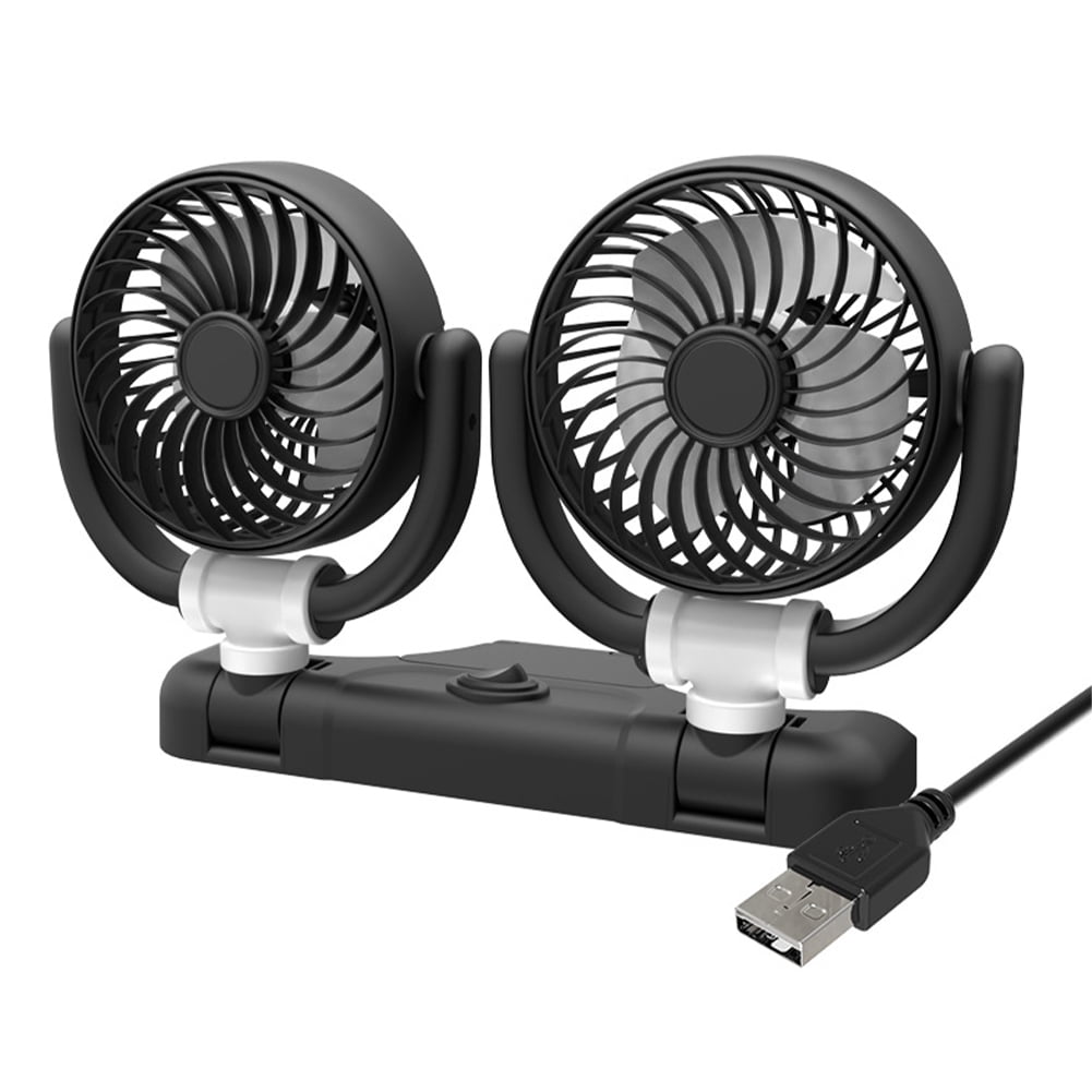Car Fan Foldable Car Cooling Fan Dual Head 360° Rotation Auto Fan ...