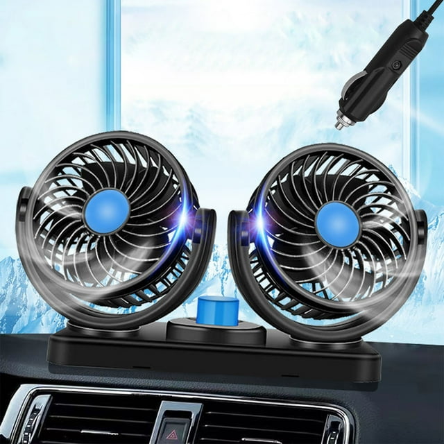 Car Fan Portable Rocking Head Fan Double Speed Double Head Large Wind ...