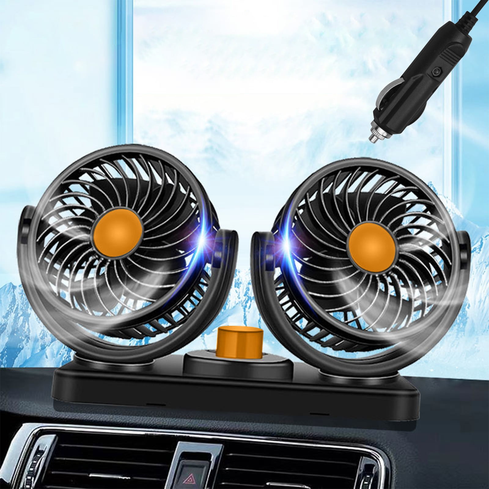 Car Fan Portable Rocking Head Fan Double Speed Double Head Large Wind ...
