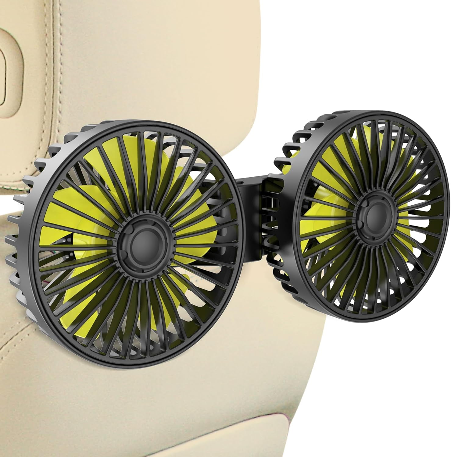 Car Fan for Rear Seat Passenger Dual Head USB Car Seat Fan for Backseat ...