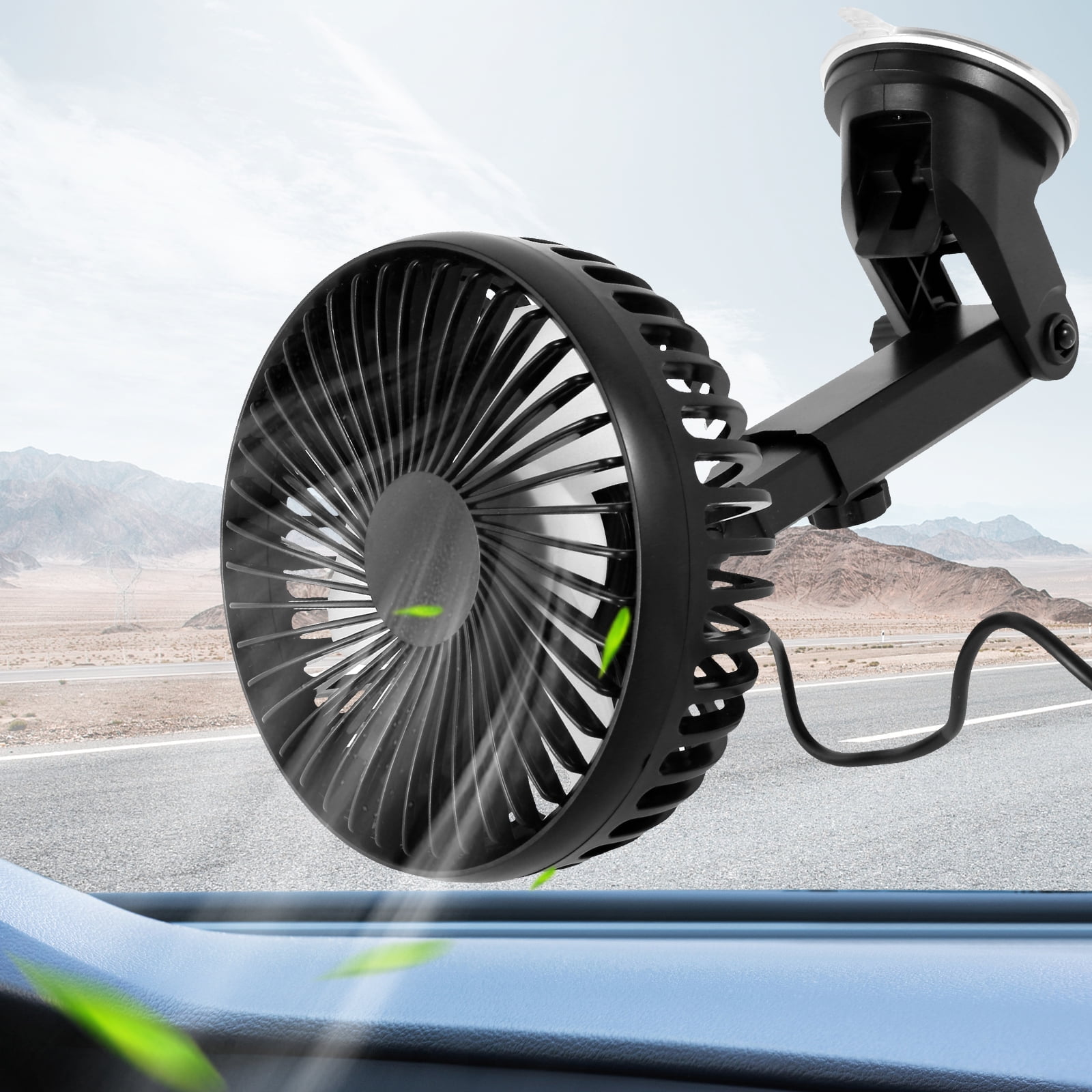 Car Fan Retractable Car Mounted Cooling Fan with Suction Cup 360 Degree ...