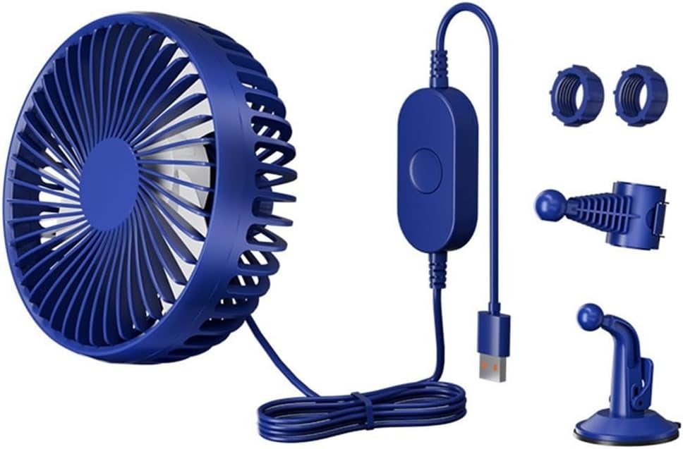 Car Fan With Suction Cup, 3 Speed USB Charging And 360 Degree Rotation ...
