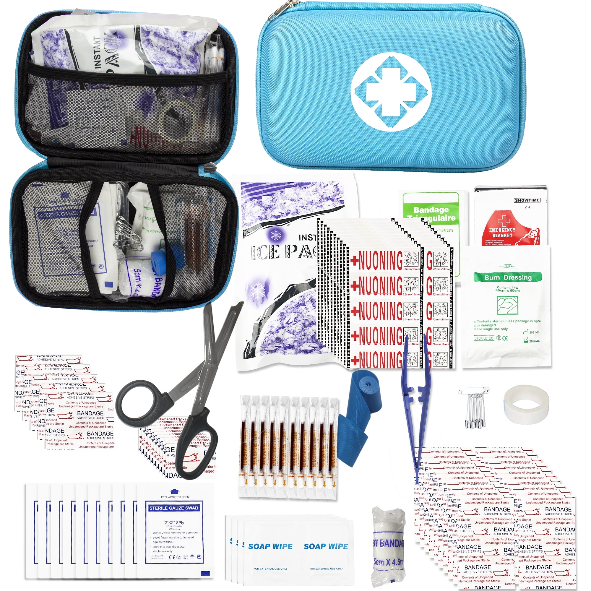 Car First Aid Kit Emergency Kit Camping Essentials Home Blue First-Aid ...