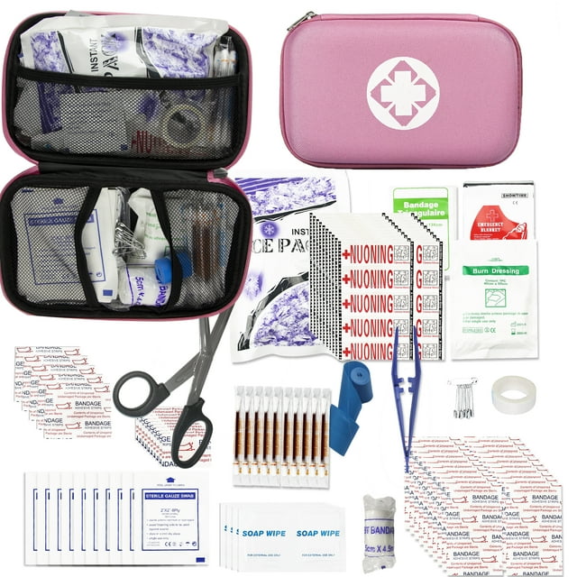 Car First Aid Kit Emergency Kit Camping Essentials Home Pink First-Aid ...