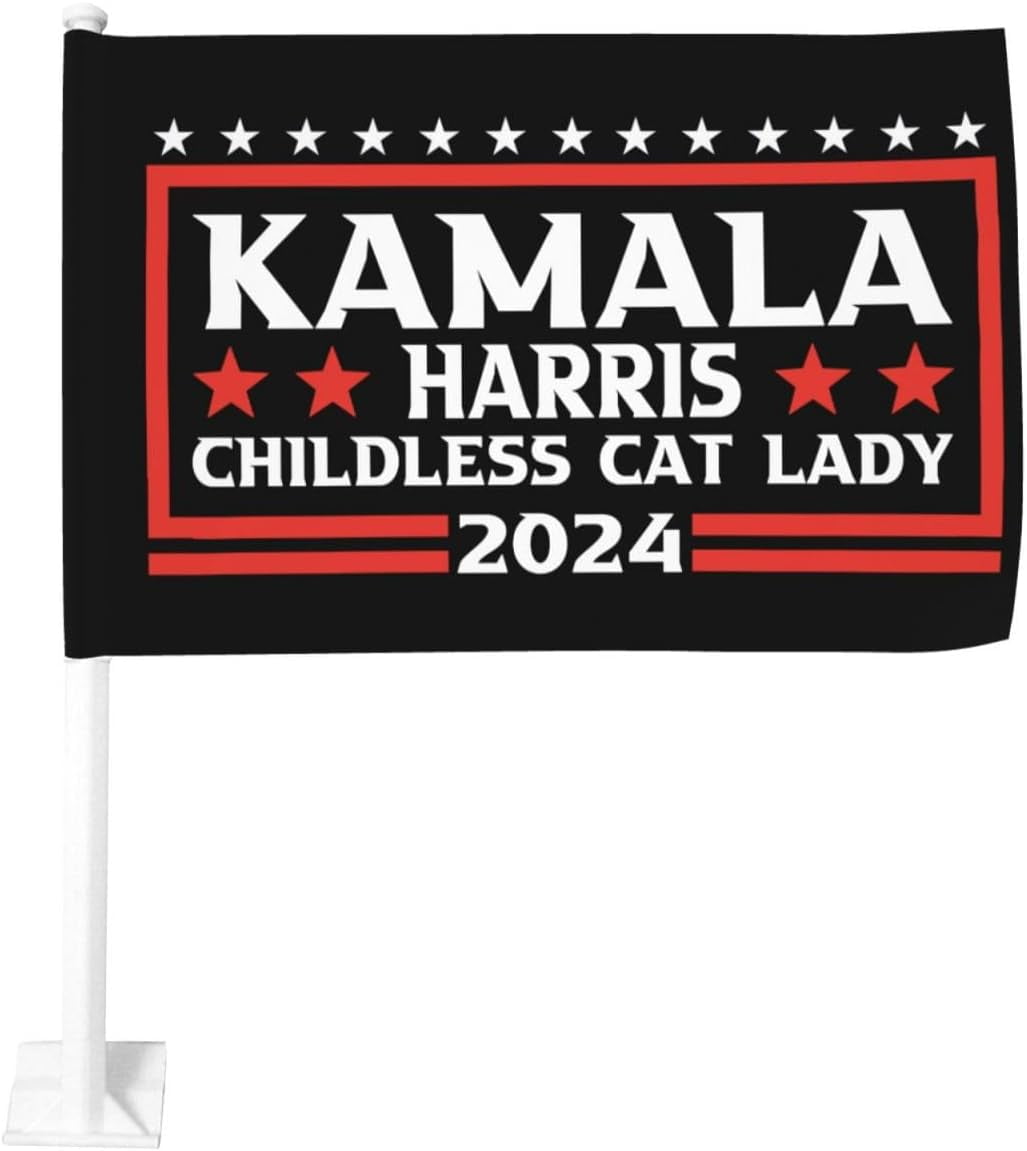 Car Flag Harris 2024 Kamala Harris Childless Cat Lady 2024 Double Sided ...