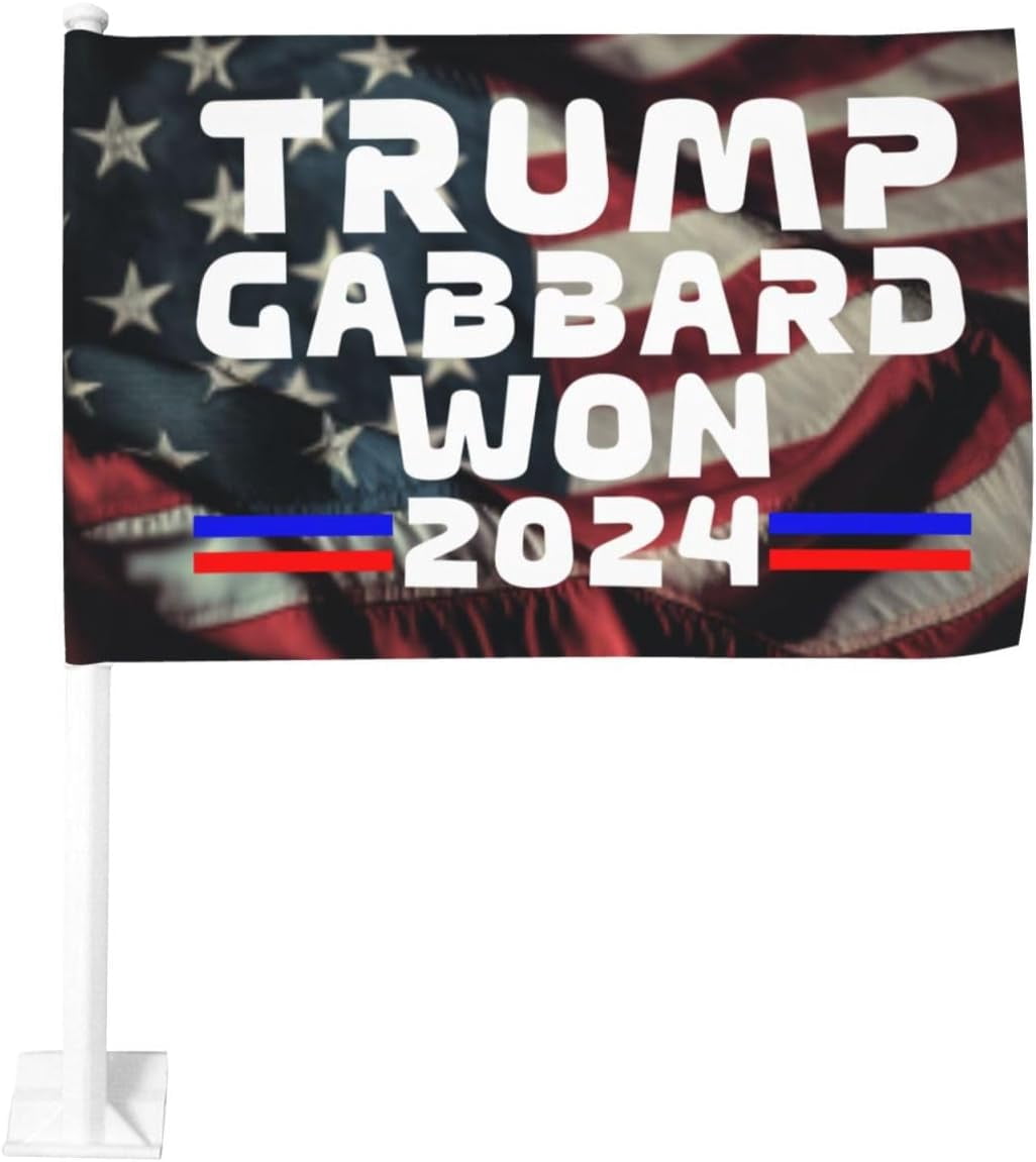Car Flag Trump Gabbard Won 2024 Double Sided Window Clip 12x18 Inch ...