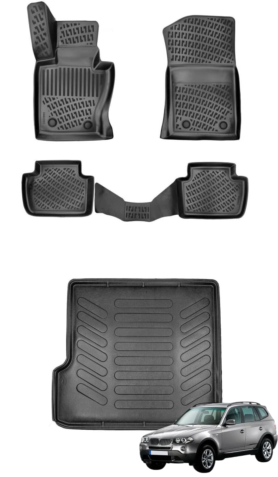 Car Floor Mats + Cargo Liner (Full SET) Compatible for BMW X3 2003-2010 ...