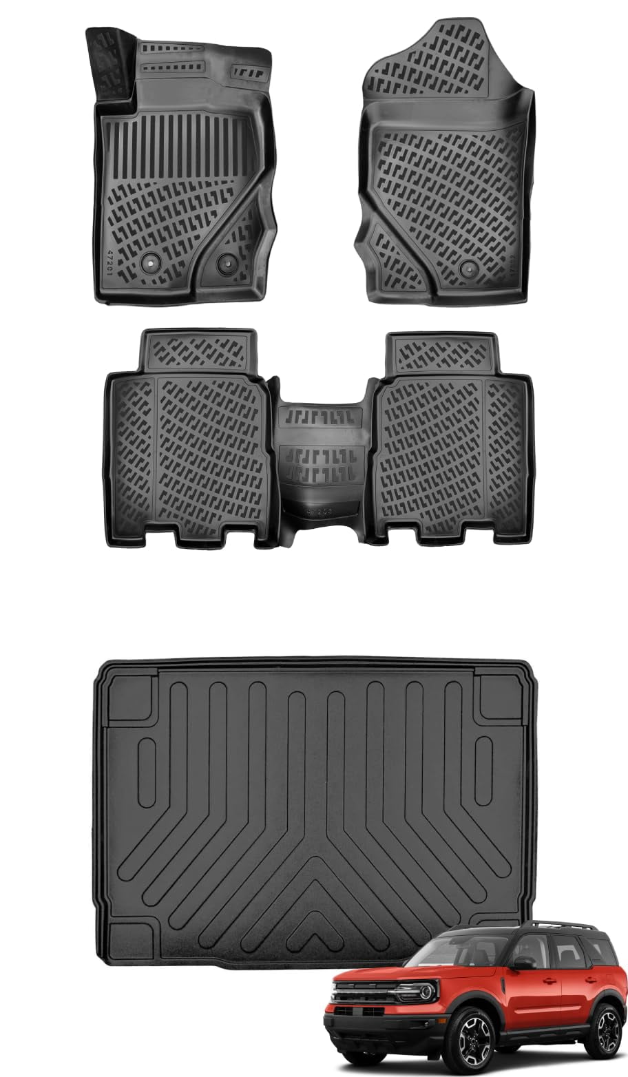 Car Floor Mats + Cargo Liner (Full SET) Compatible for Ford Bronco ...