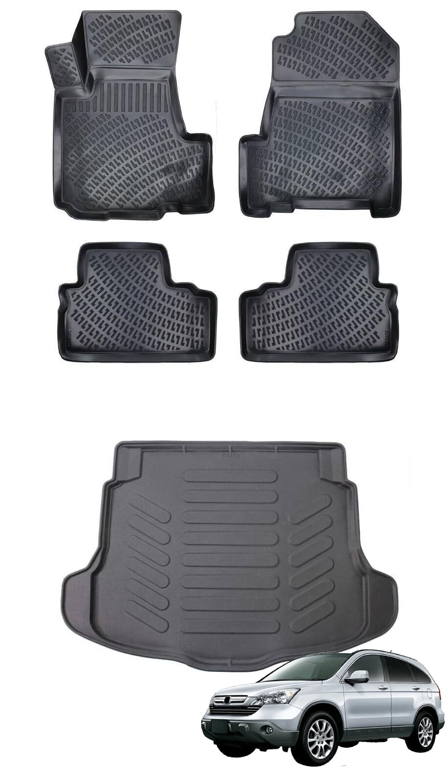 Car Floor Mats + Cargo Liner (Full SET) Compatible for Honda CR-V 2007 ...