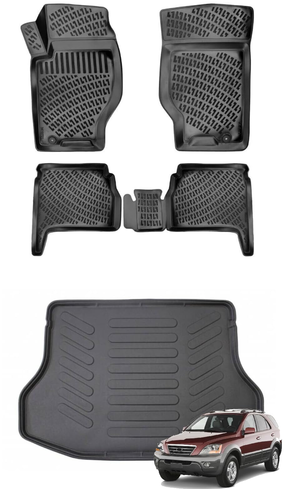 Car Floor Mats + Cargo Liner (Full SET) Compatible for Kia Sorento 2003 ...