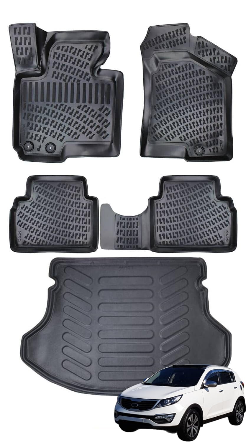 Car Floor Mats + Cargo Liner (Full SET) Compatible for Kia Sportage ...
