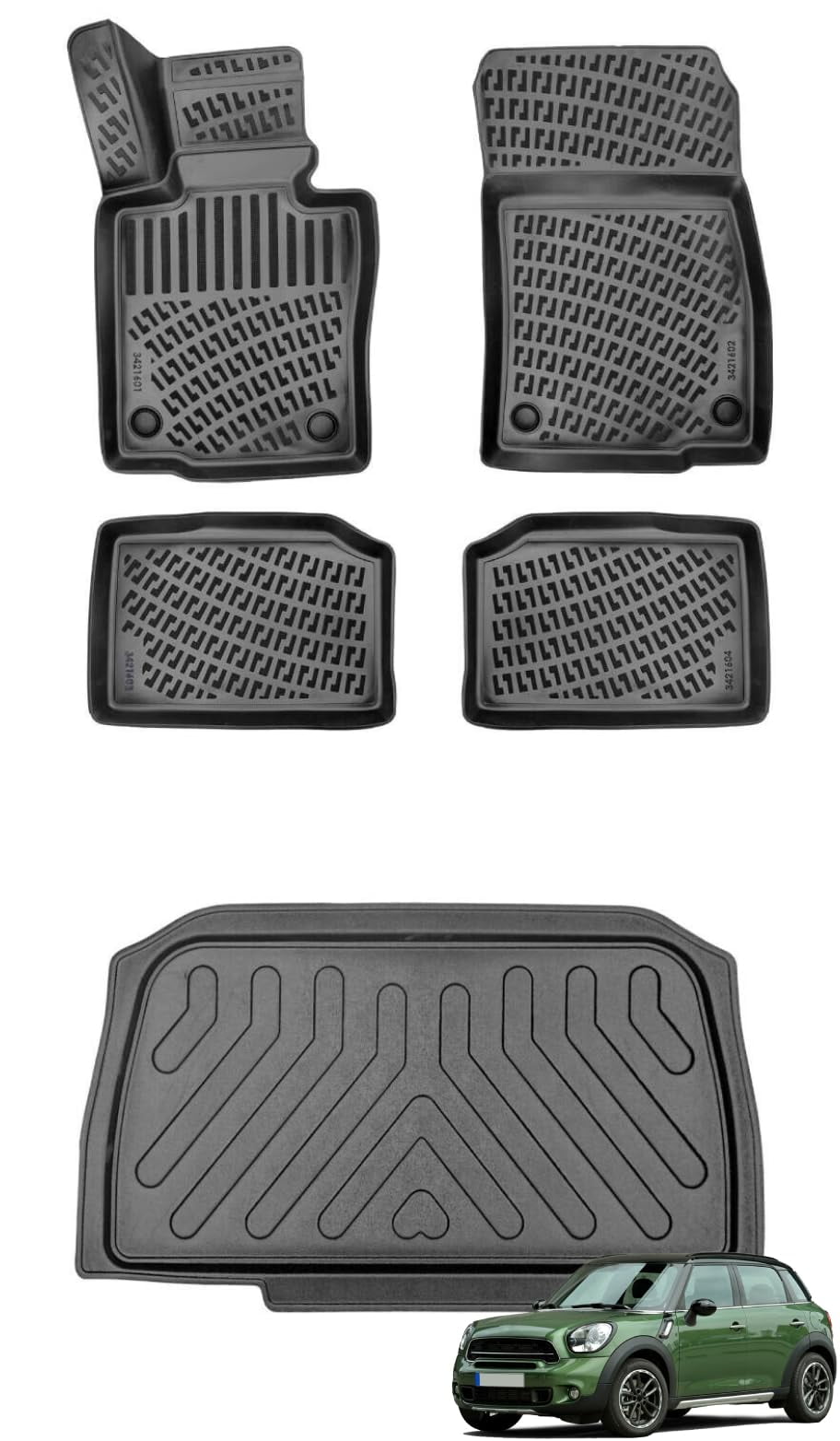 Car Floor Mats + Cargo Liner (Full SET) Compatible for Mini Countryman ...