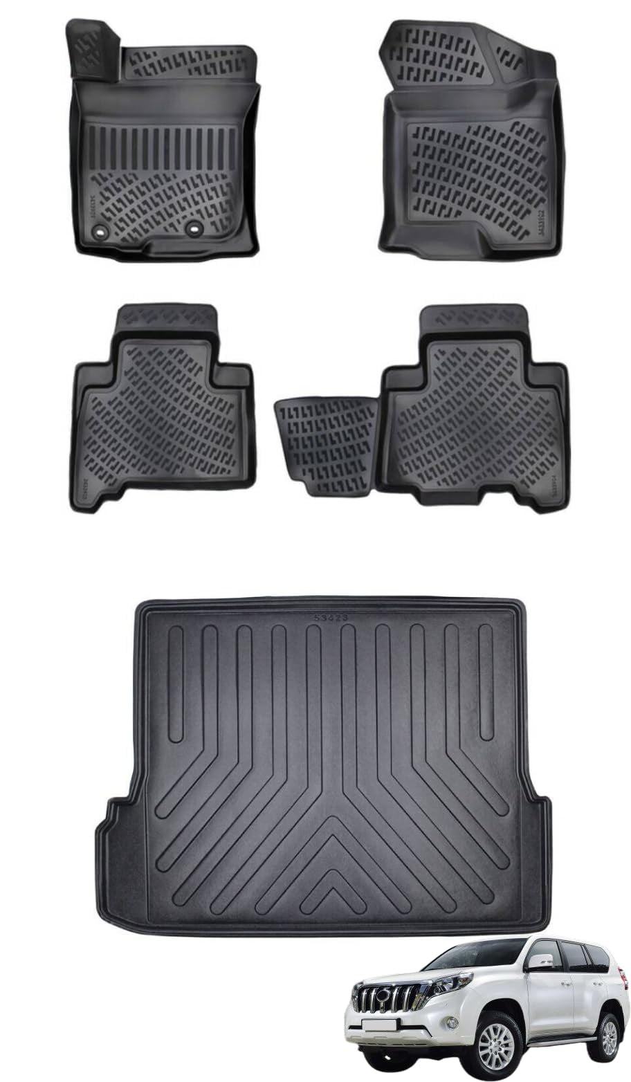 Car Floor Mats + Cargo Liner (Full SET) Compatible for Toyota Land ...