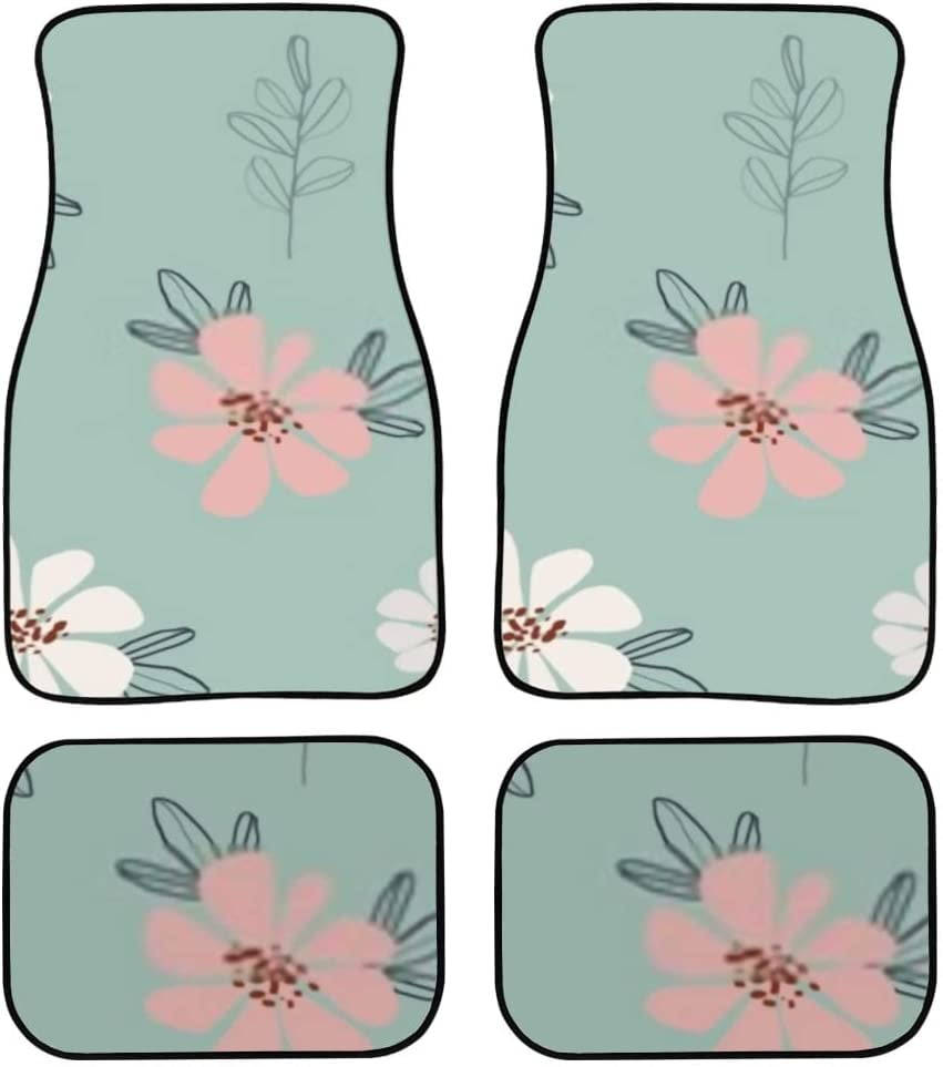 Car Floor Mats Cute Vintage Hand Drawn Flower Print Design Carpet Car ...