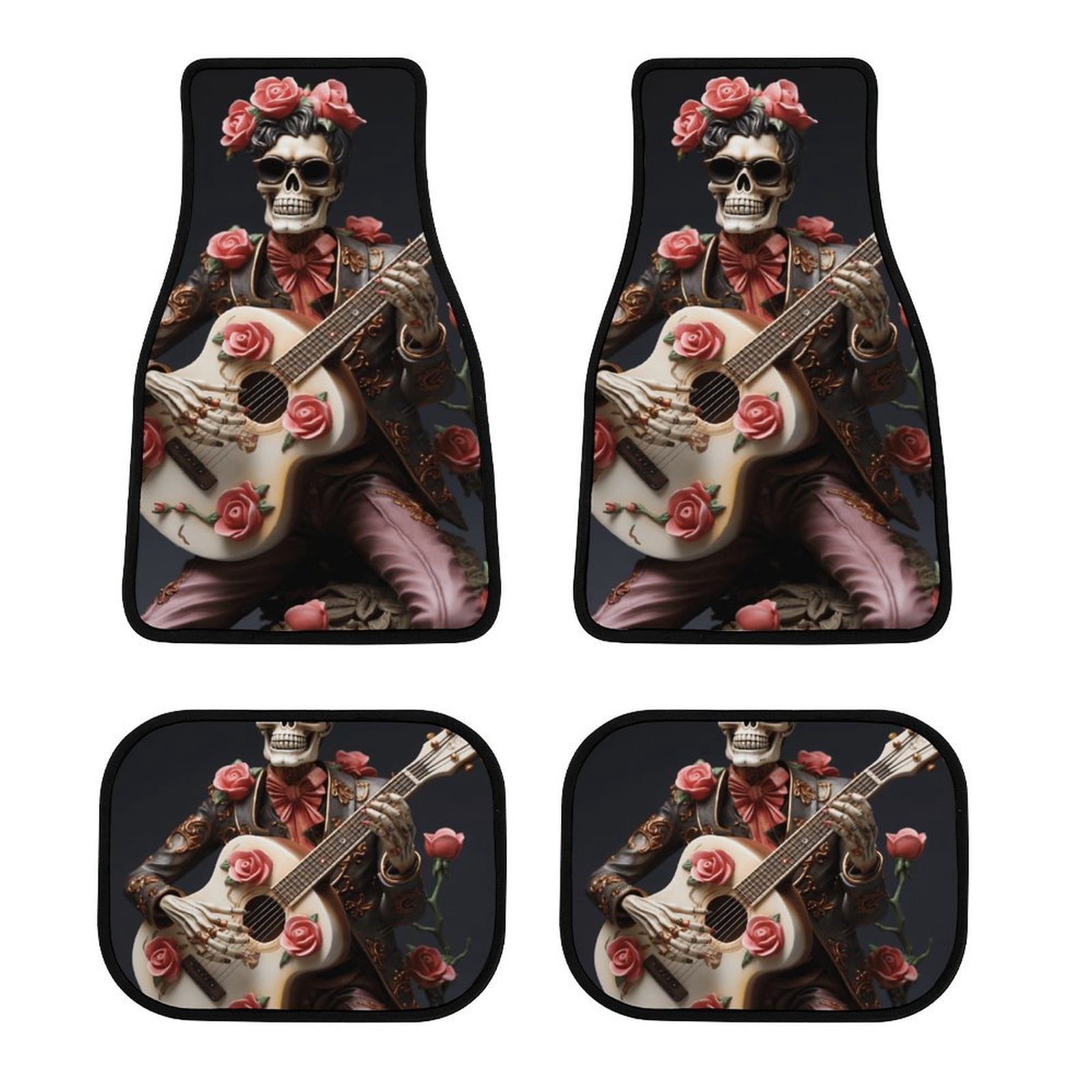 Car Floor Mats Set of 4,Guitar Skeleton Rock Mat Decorative Car Floor ...
