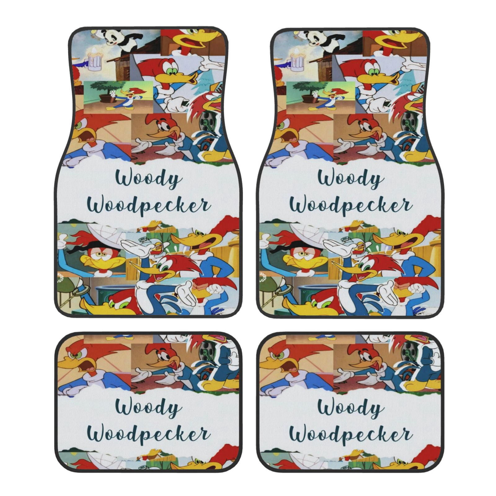 Car Floor Mats Set of 4, Printed Non-Slip Universal Vehicle Front Rear ...