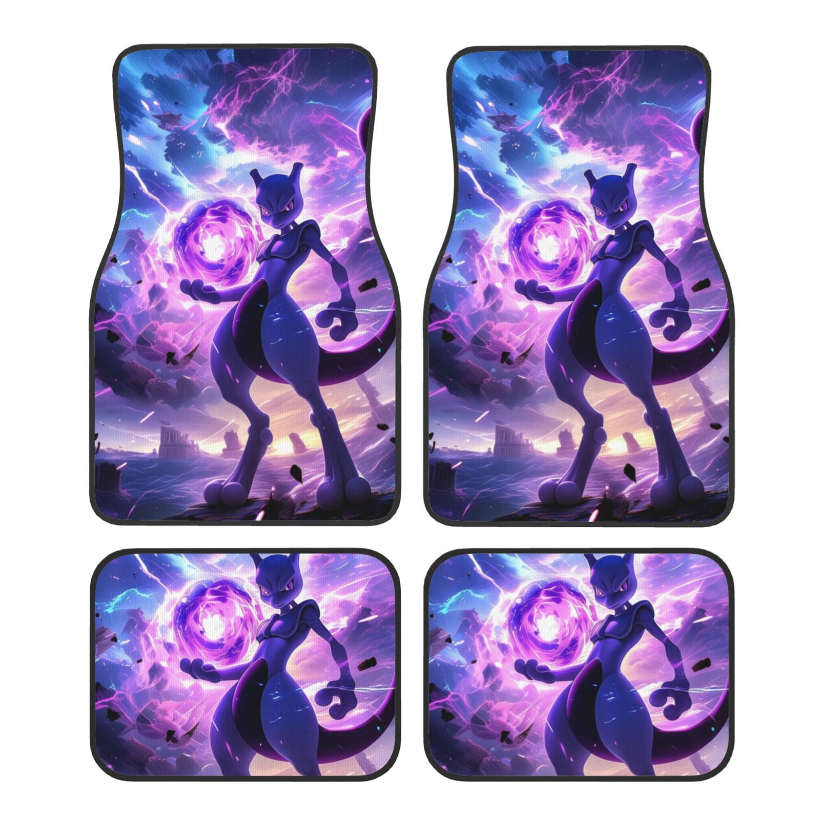 Car Floor Mats Set of 4, Printed Non-Slip Universal Vehicle Front Rear ...