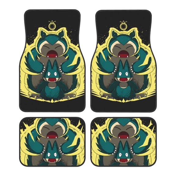 Car Floor Mats Set of 4, Printed Non-Slip Universal Vehicle Front Rear ...