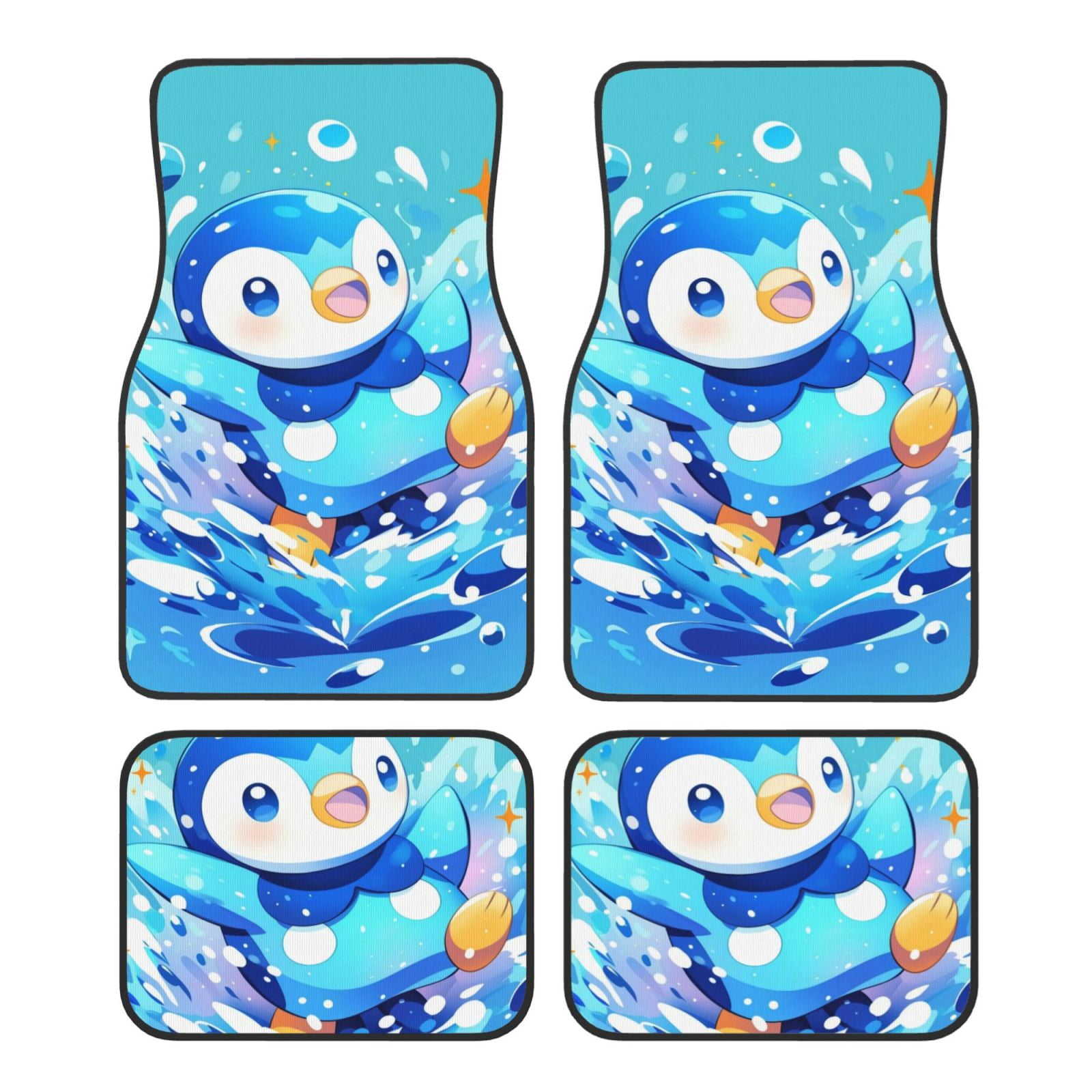Car Floor Mats Set of 4, Printed Non-Slip Universal Vehicle Front Rear ...
